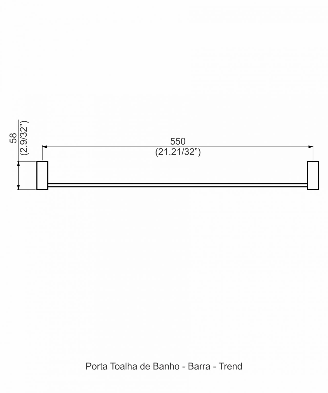 PORTA TOALHA BANHO TREND 55CM - Perflex