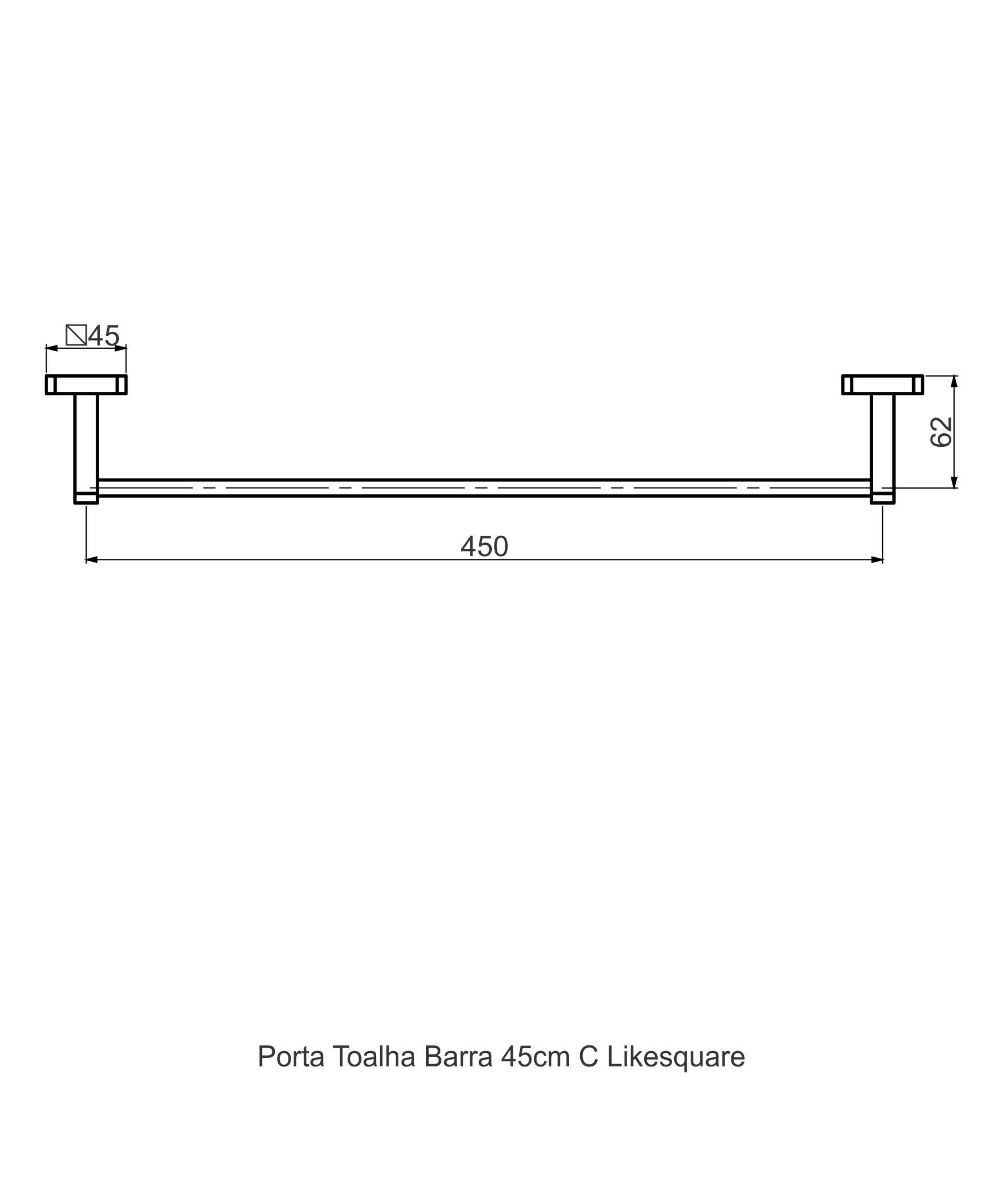 PORTA TOALHA BARRA LIKE SQUARE 45CM - Perflex