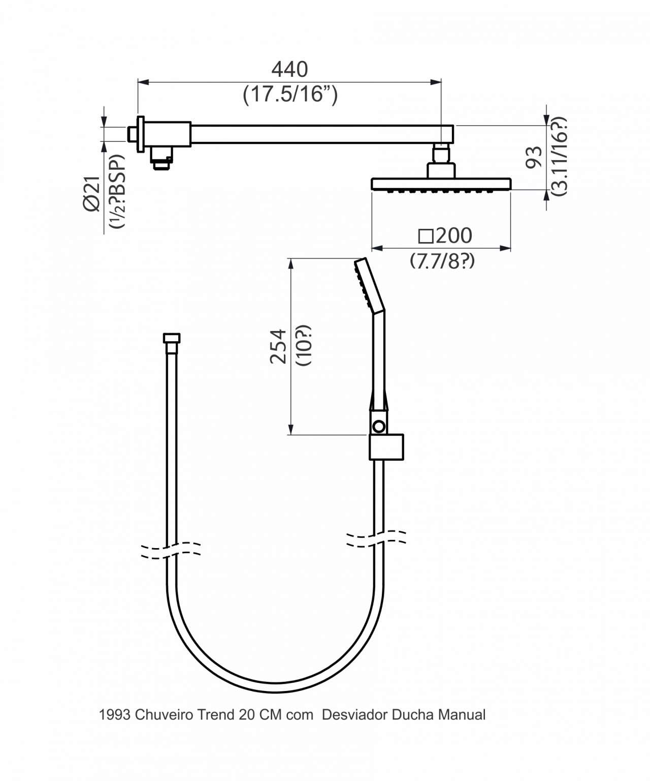 CHUVEIRO COM DUCHA MANUAL TREND 20CM – Perflex